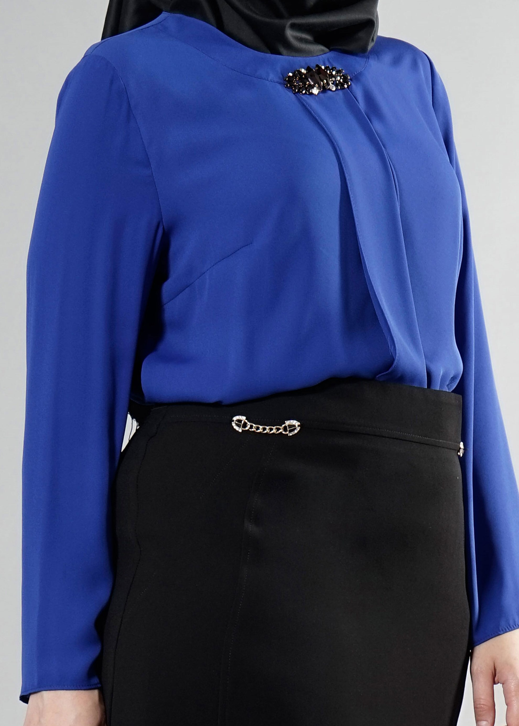 BLACK 6867 Duru Crep Tesettür Etek 44/52 TEK42 Modest Hijab Clothing ...