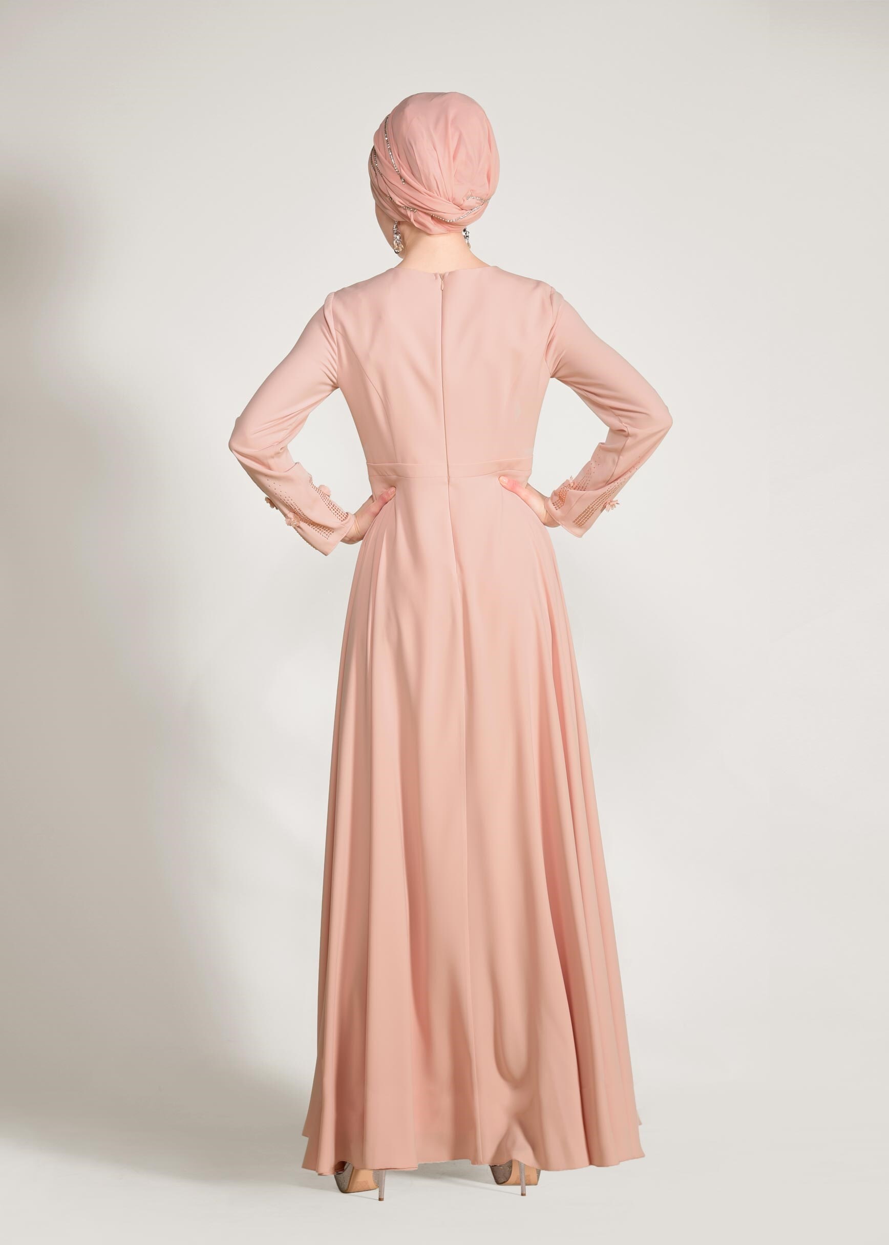 3D Foral Woman Hijab Evening Dress | ALVİNA